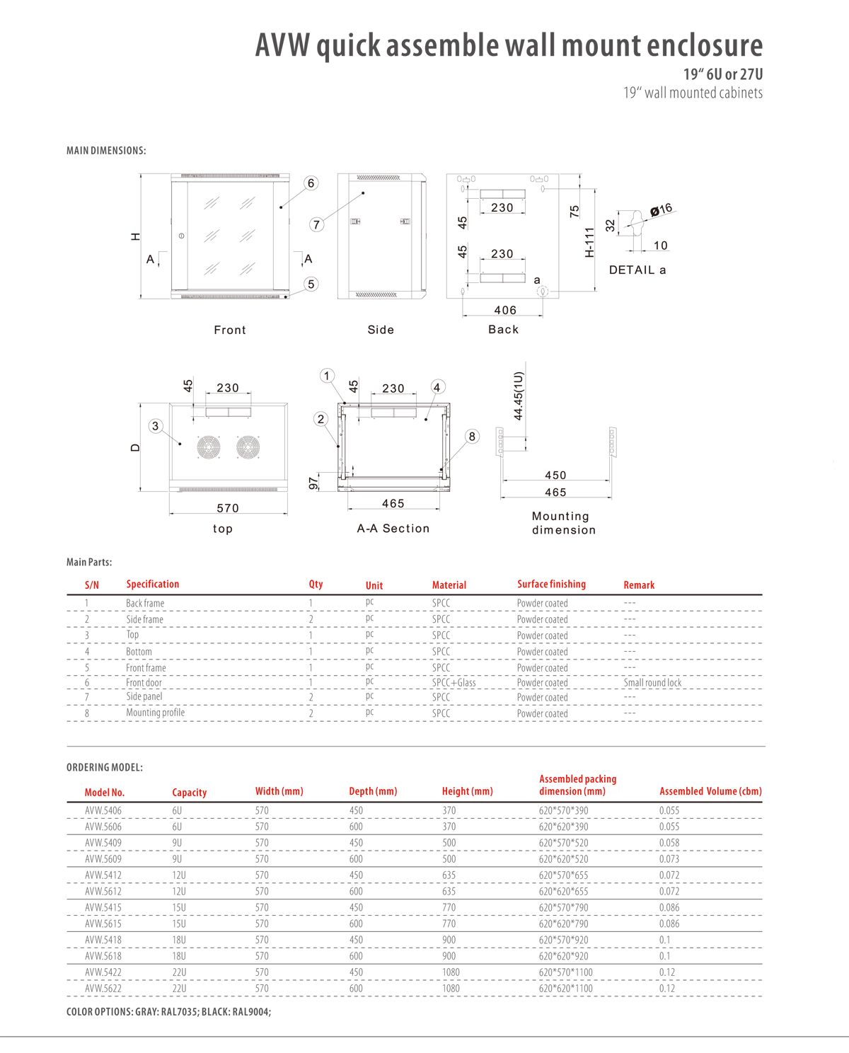 Quick Assemble AVW Single Section Wall Mount Enclosure - Buy Quick assemble AVW single section ...