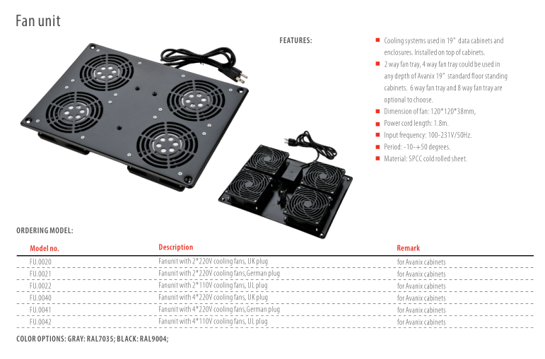 Fan Unit - Buy Cabinet fan unit Product on Avanix Co., Limited